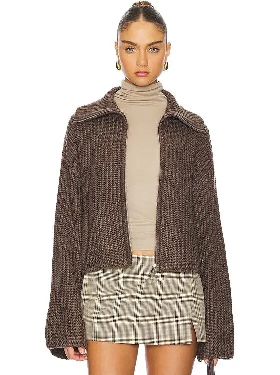 Tularosa Patrizia Zip Sweater - Chocolate Brown