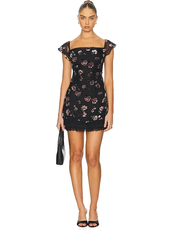 For Love & Lemons Aigrette Mini Dress - Black