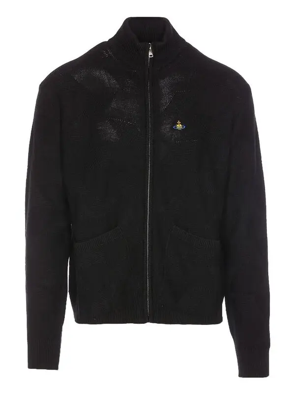 VIVIENNE WESTWOOD Fisherman's Knit Zip-up Sweater - Black