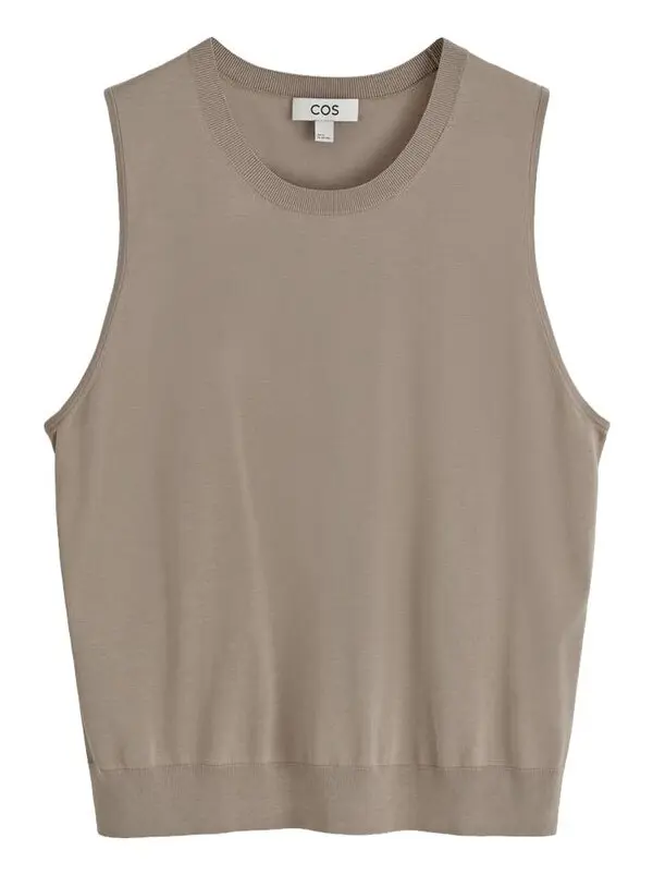 Cos Relaxed Knitted Silk Vest - Beige