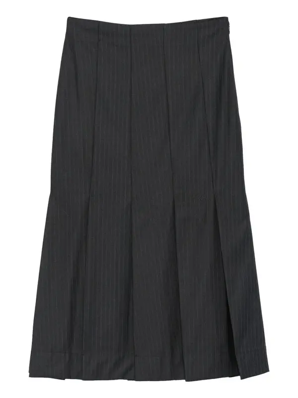 GANNI Pinstriped Midi Skirt - Black