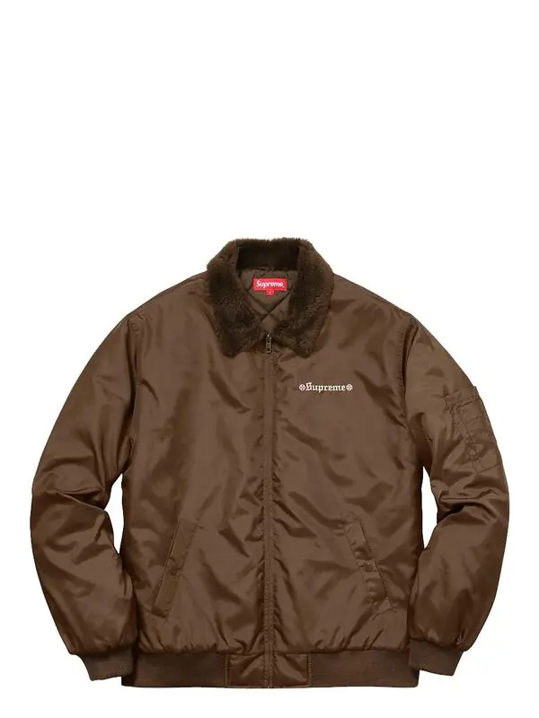 Supreme Independent Fur Collar Bomber Jacket - Brown
