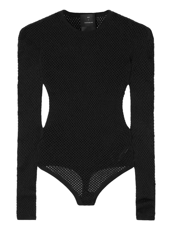 Wardrobe.NYC Rhw Web Wool-blend Fishnet Bodysuit - Black