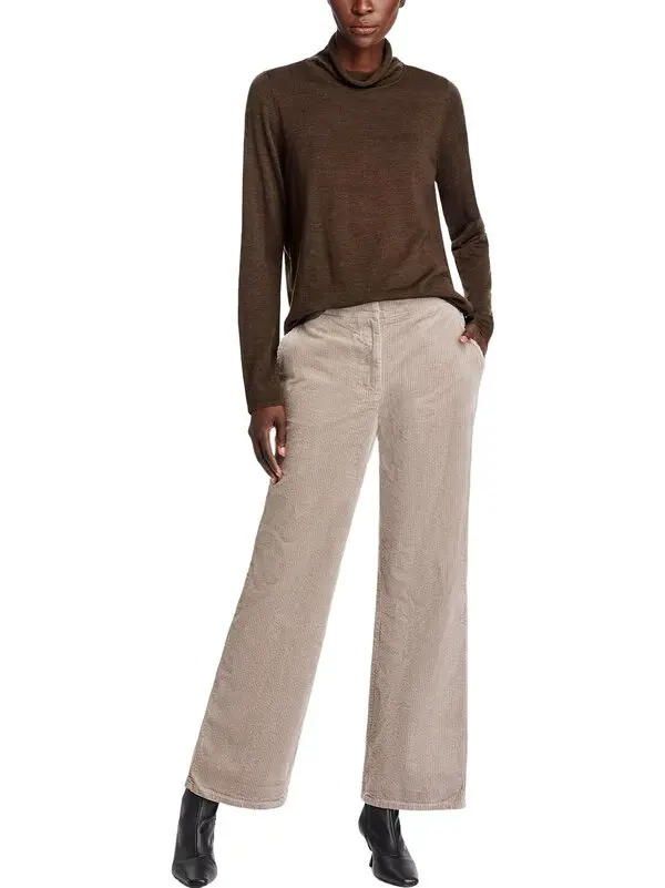 Eileen Fisher Cotton Corduroy Wide Leg Pants - Taupe