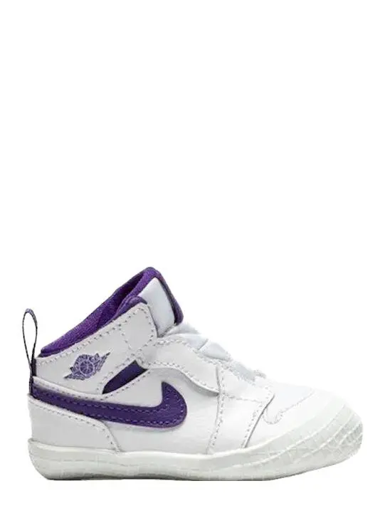 JORDAN 1 Crib Booties - White/court Purple
