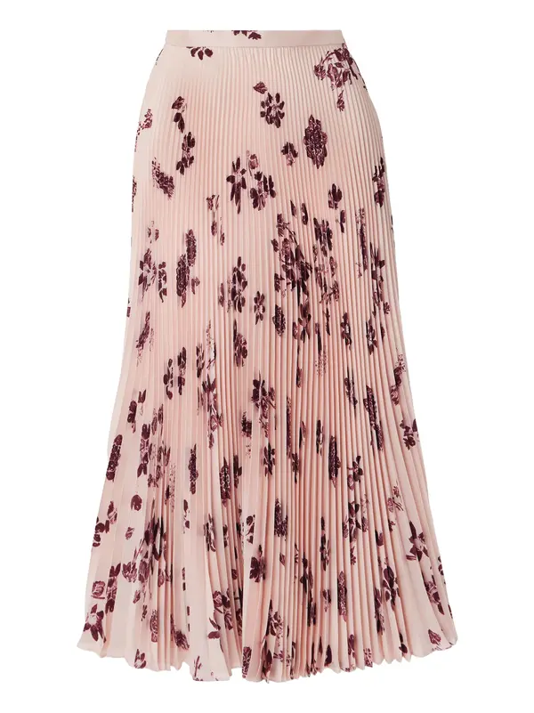 Gabriela Hearst Eames Pleated Floral-print Silk-twill Midi Skirt - Pink
