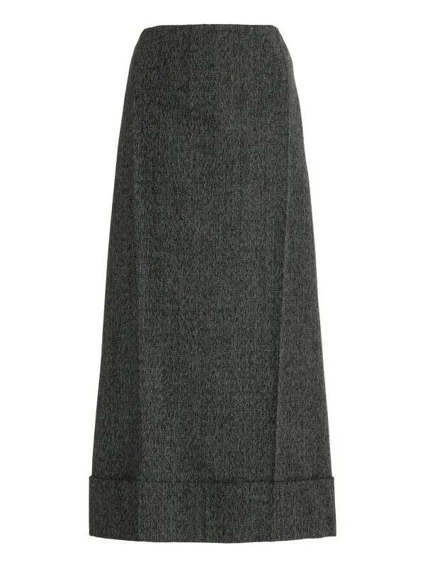 Prada Wool Mouliné Midi Skirt - Black