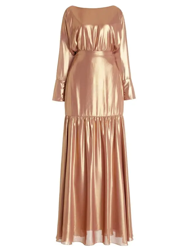 ANDRES OTALORA Lame Maxi Dress - Rose Gold
