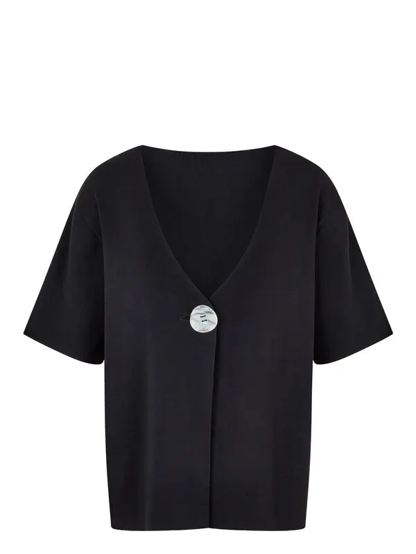 ELCE Buttoned Tencel Top - Black