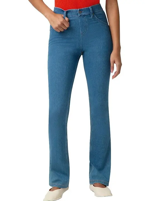 Hue High Rise Denim Baby Bootcut Leggings - Medium Wash