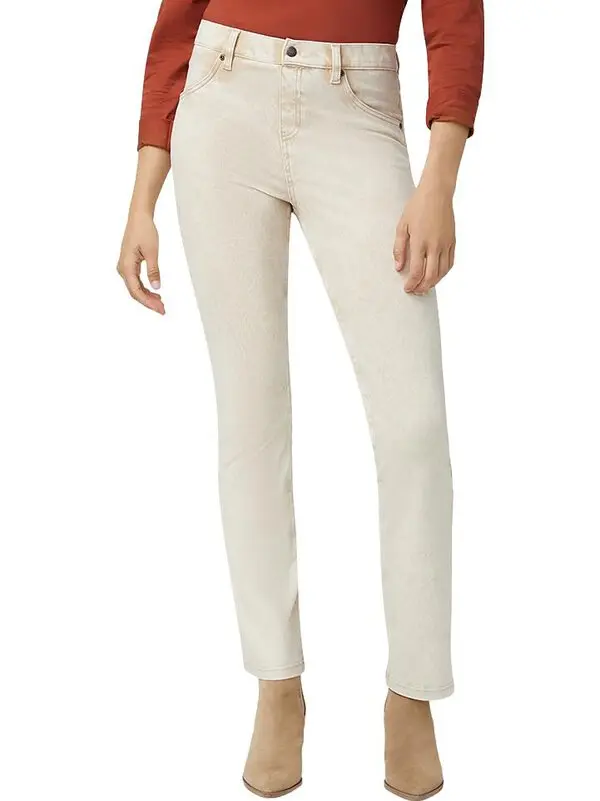 Hue High Rise Denim Baby Bootcut Leggings - Oatmeal Acid Wash