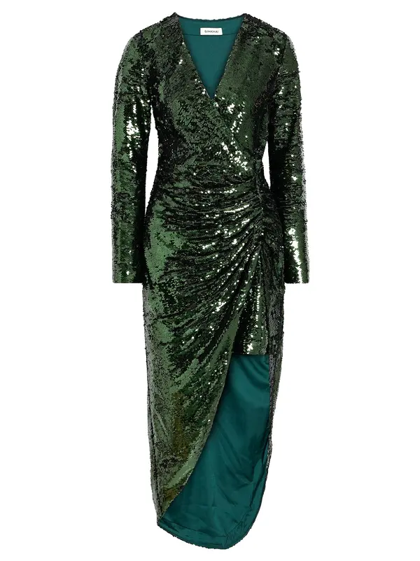 Simkhai Emersyn Sequined Tulle Midi Dress - Emerald