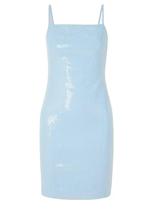 ROTATE BY BIRGER CHRISTENSEN Sequined Stretch-jersey Mini Dress - Light Blue
