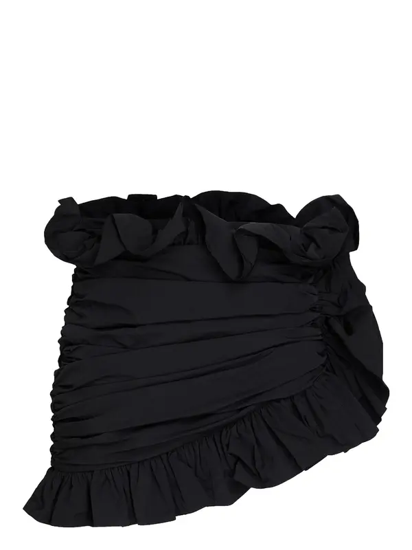 AREA Ruffled Taffeta Mini Skirt - Black
