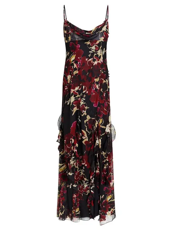 NICHOLAS Printed Silk-chiffon Gown - Black