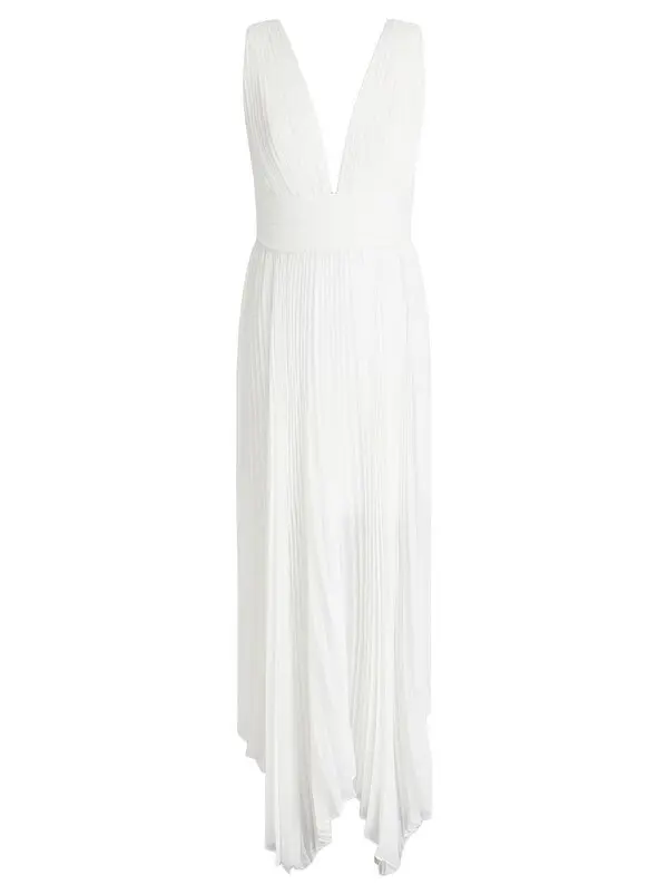 Alice + Olivia Adrianna Pleated Crepon Maxi Dress - Off-white