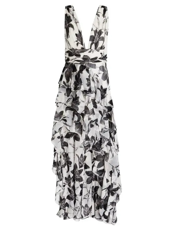 Alice + Olivia Holly Floral-print Crepon Maxi Dress - Off-white