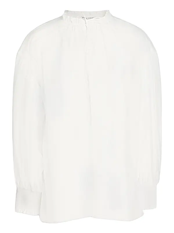 Alice + Olivia Ruffled Cotton And Silk-blend Voile Blouse - Off-white