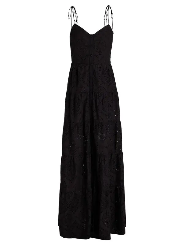 Alice + Olivia Broderie Anglaise Cotton Maxi Dress - Black