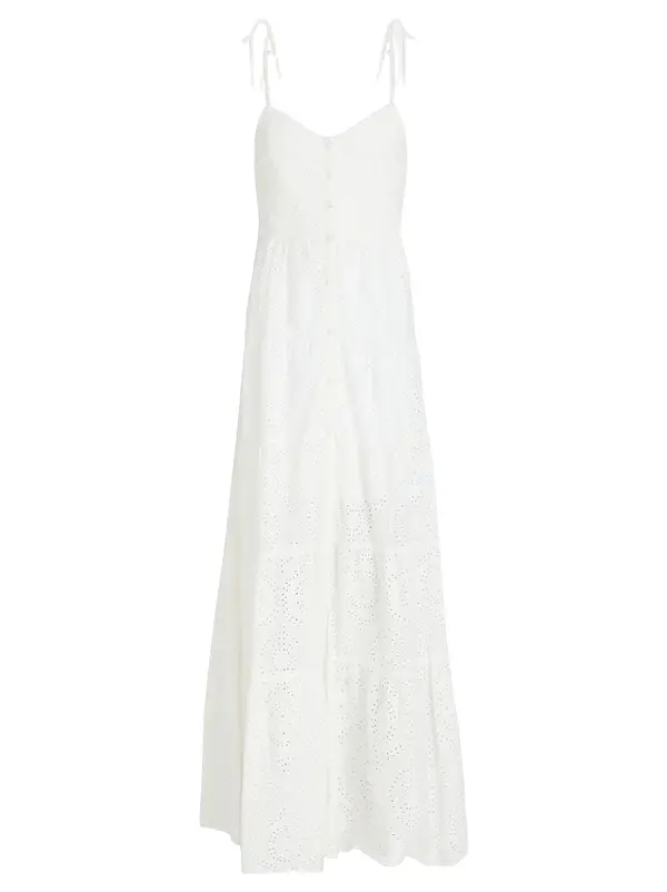 Alice + Olivia Broderie Anglaise Cotton Maxi Dress - White