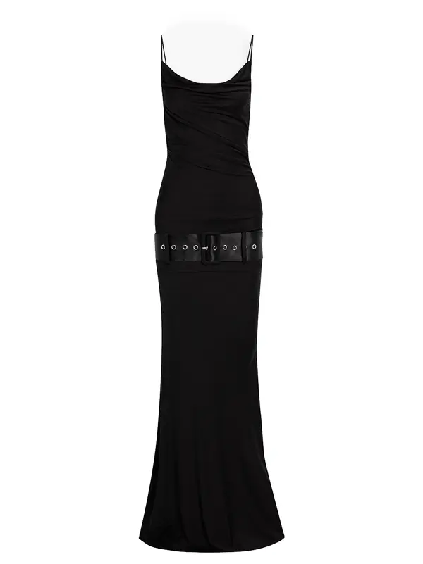 Retrofete Deia Belted Maxi Dress - Black