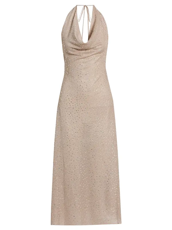Retrofete Sear Crystal-embellished Metallic Knitted Midi Dress - Platinum