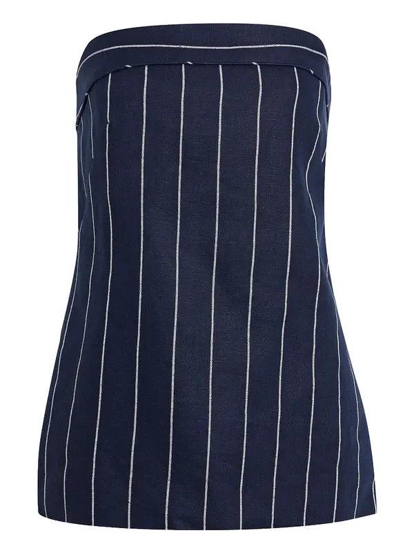 NICHOLAS Strapless Pinstriped Top - Navy