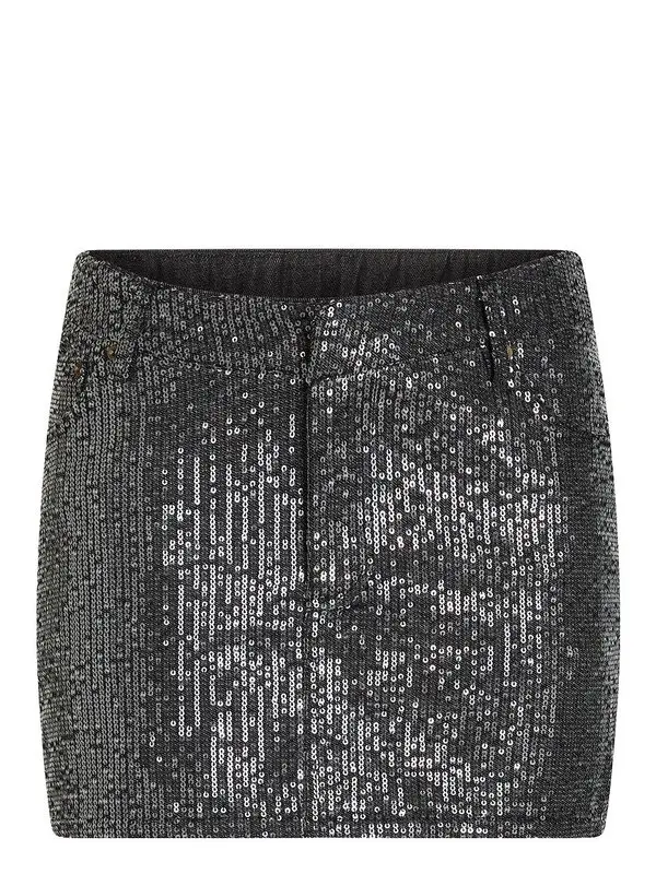 ROTATE BY BIRGER CHRISTENSEN Sequined Cotton-twill Mini Skirt - Black