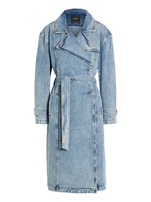 Retrofete Dakota Denim Trench Coat - Mid Denim