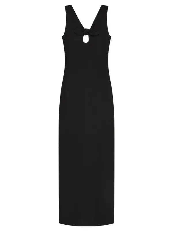 Saloni Cutout Bow-detailed Crepe Midi Dress - Black