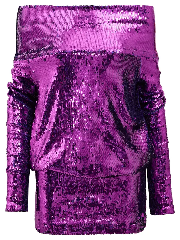 Retrofete Wyn Off-the-shoulder Sequined Mini Dress - Violet