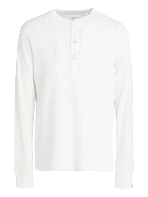 Rag & Bone Waffleknit Cotton Henley Tshirt - Ivory