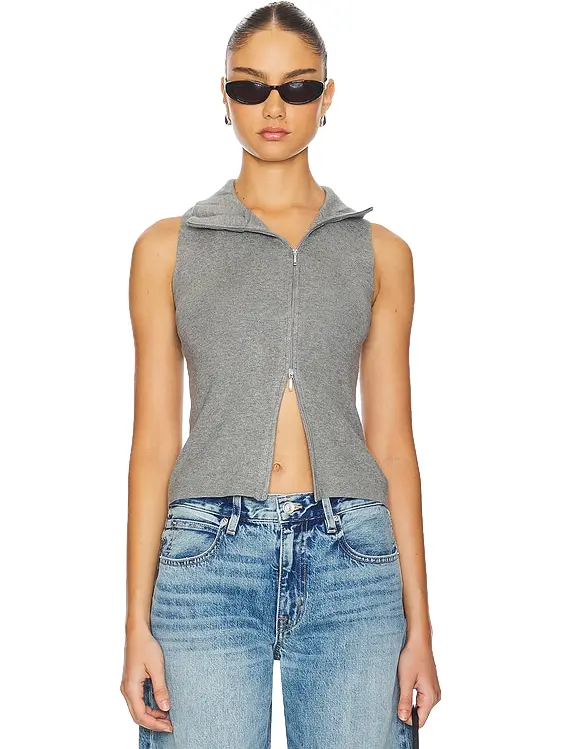 GEEL Double Zip Vest - Heather Grey