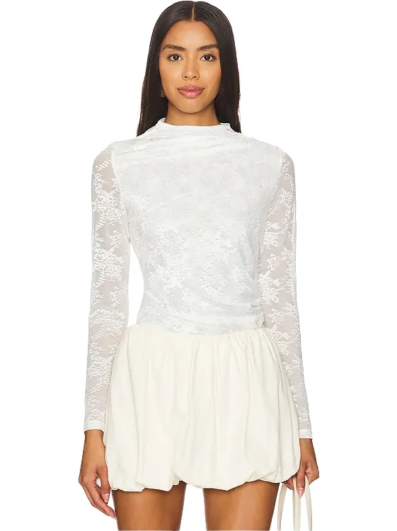 Heartloom Fallon Floral Mesh Top - Eggshell