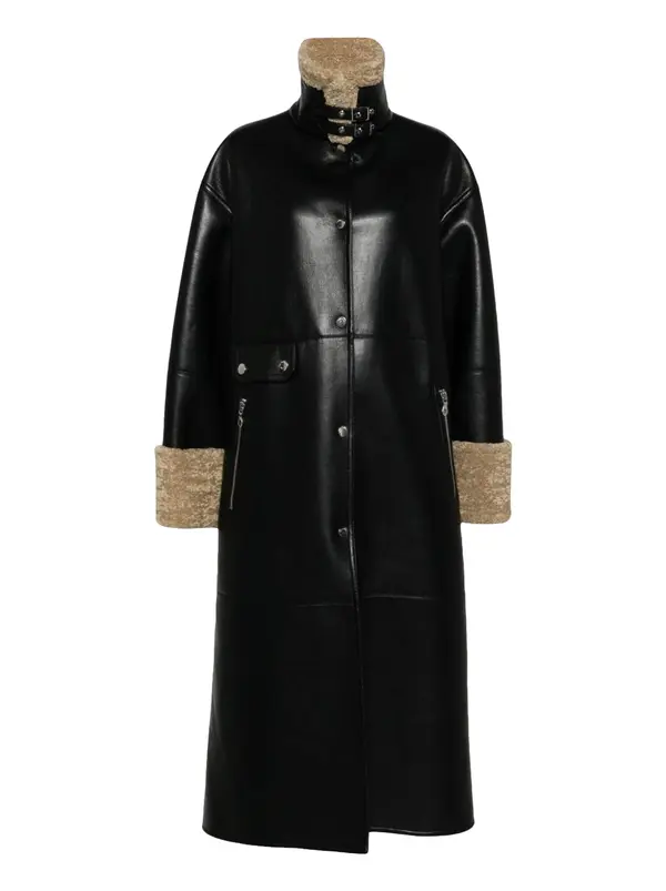 Nanushka Faux Leather Coat - Black