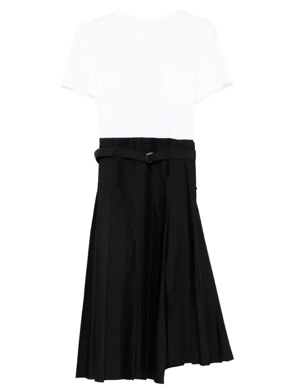 Sacai Pleat Detailing Dress - White