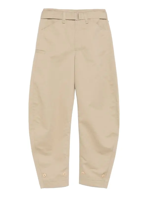 LEMAIRE Belted Tapered Trousers - Neutrals