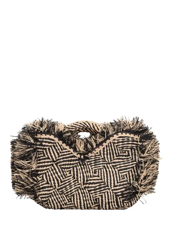 MADE FOR A WOMAN Zebra Raffia Shoulder Bag - Neutrals