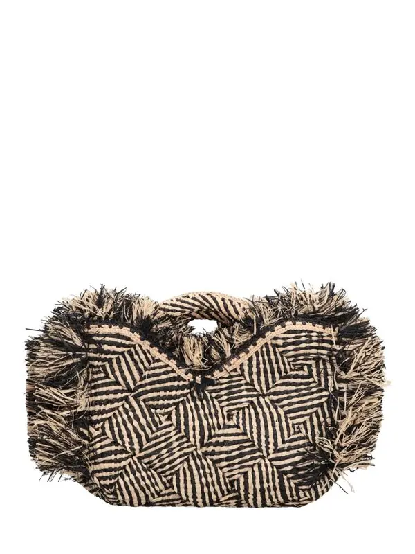MADE FOR A WOMAN Zebra Raffia Shoulder Bag - Neutrals