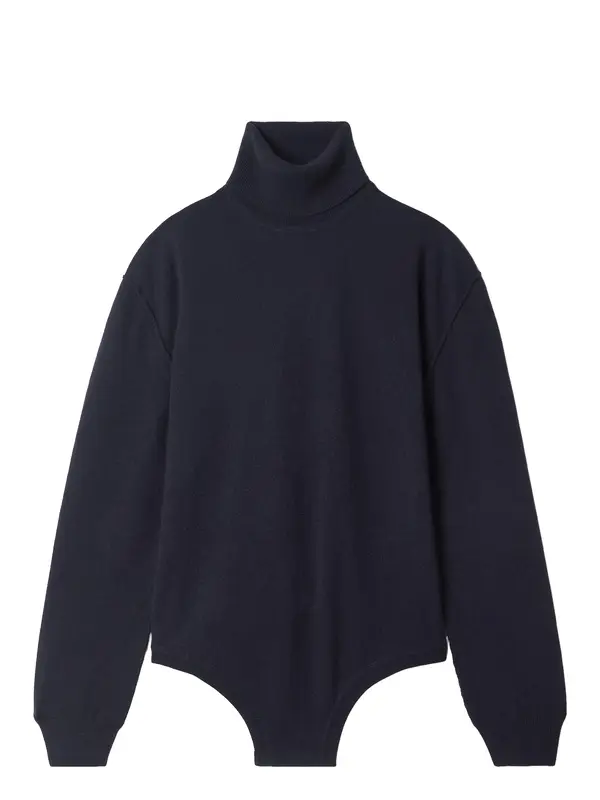 MAISON MARGIELA Wool And Cashmere-blend Turtleneck Bodysuit - Blue