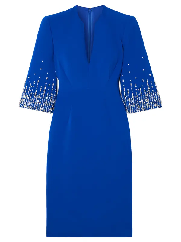 Jenny Packham Embellished Cady Midi Dress - Blue
