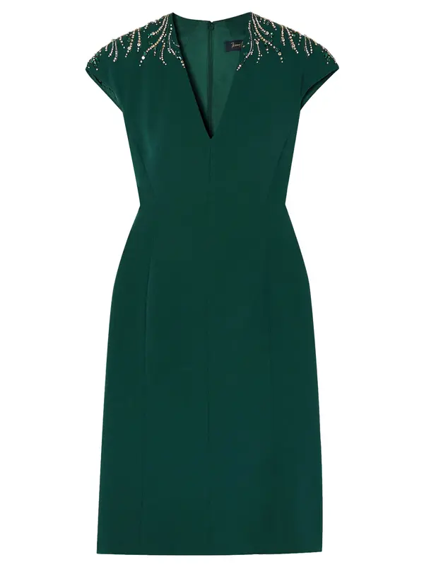 Jenny Packham Embellished Cady Midi Dress - Green