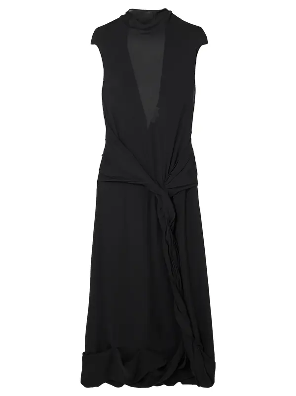 JW Anderson Twisted Gathered Crepe De Chine Maxi Dress - Black
