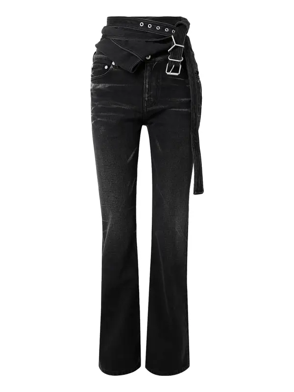 Y/project Belted Bleached Flared Jeans - Black