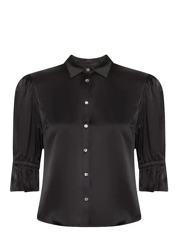 Cinq À Sept Fiona Silk Satin Top - Black