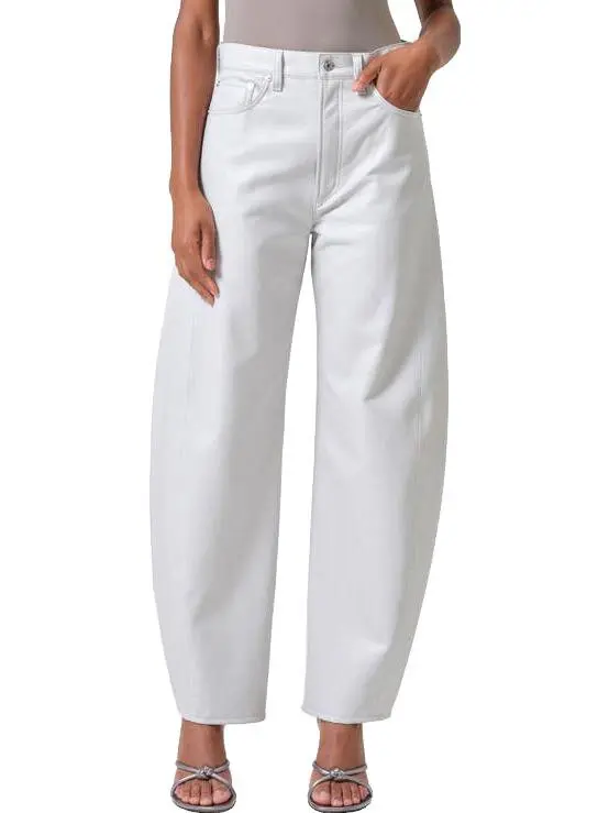 AGOLDE Luna Pieced High-waist Barrel-leg Leather-blend Pants - Wisp