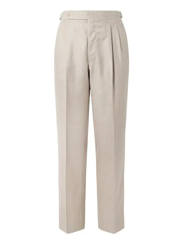 STOFFA Straight-leg Pleated Cashmere Trousers - Neutrals