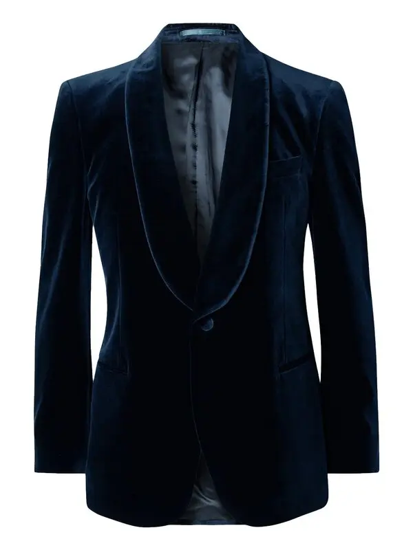 Mr P. Slim-fit Shawl-collar Cotton-velvet Tuxedo Jacket - Blue