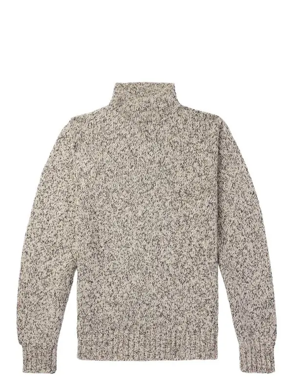 UMIT BENAN Ribbed Cotton And Cashmere-blend Rollneck Sweater - Brown