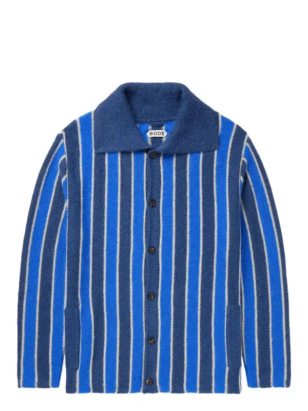 BODE Striped Mohair-blend Cardigan - Blue